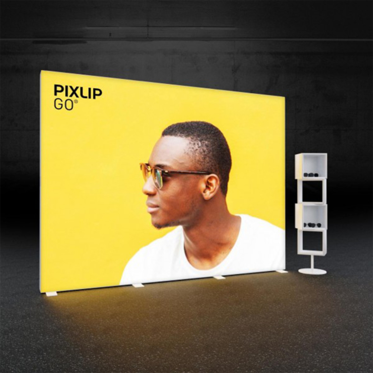 PIXLIP GO Wand 300 – 3 m LED Messewand mit Textildruck